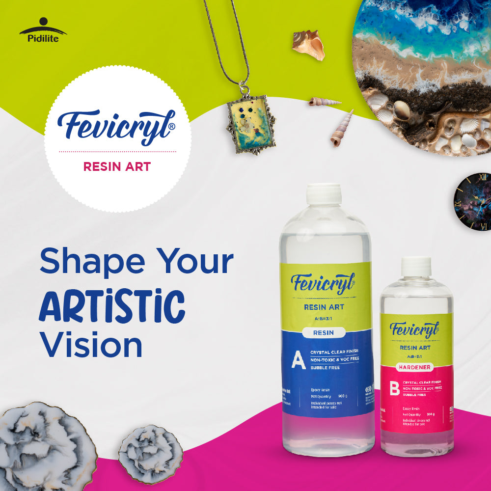 Fevicryl Resin Art, 1200g Epoxy Resin & Hardener, For Jewellery, DIY C ...